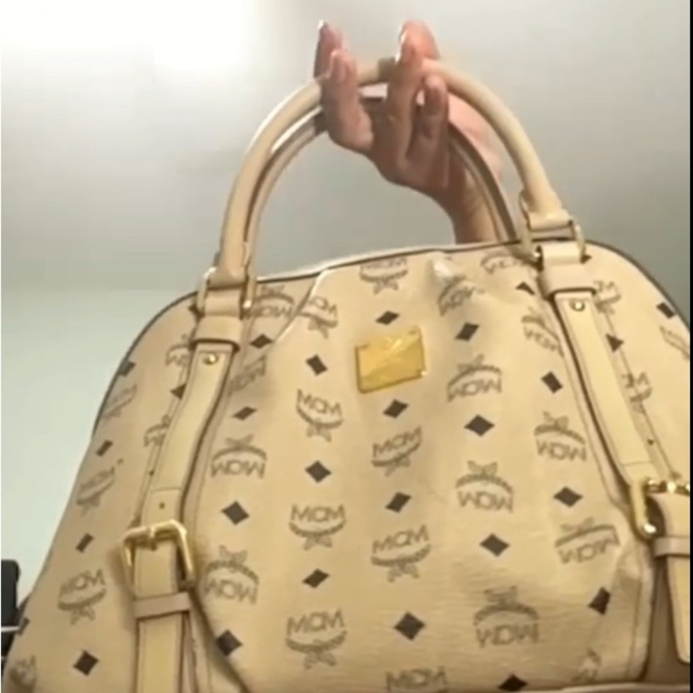 Authentic. Mcm Tan Logo Satchel - Gem